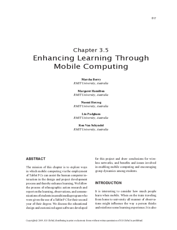 (PDF) Enhancing Learning Through Mobile Computing