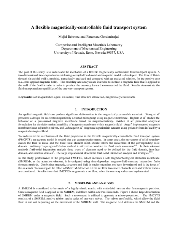 (PDF) A flexible magnetically-controllable fluid transport system