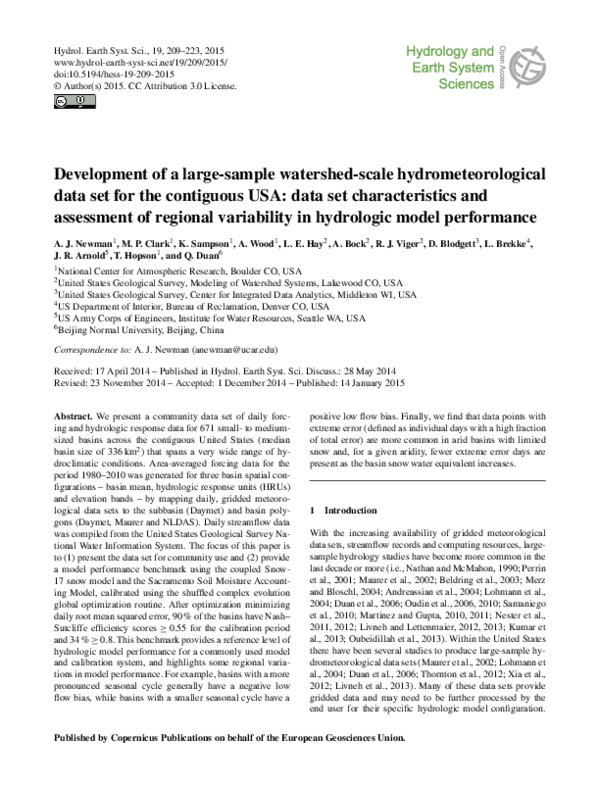 (PDF) Development of a large-sample watershed-scale hydrometeorological ...