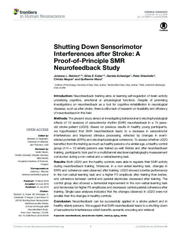 (PDF) Shutting Down Sensorimotor Interferences after Stroke: A Proof-of ...