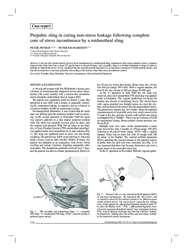 (PDF) Prepubic sling in curing non-stress leakage following complete ...