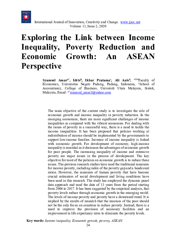 (PDF) Exploring the Link between Income Inequality, Poverty Reduction ...