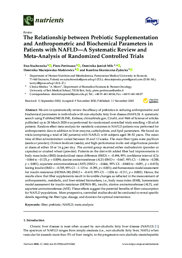 (PDF) The Relationship between Prebiotic Supplementation and Anthropometric and Biochemical ...