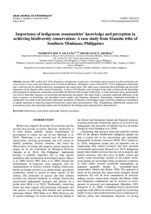(PDF) Importance of indigenous communities’ knowledge and perception in achieving biodiversity ...