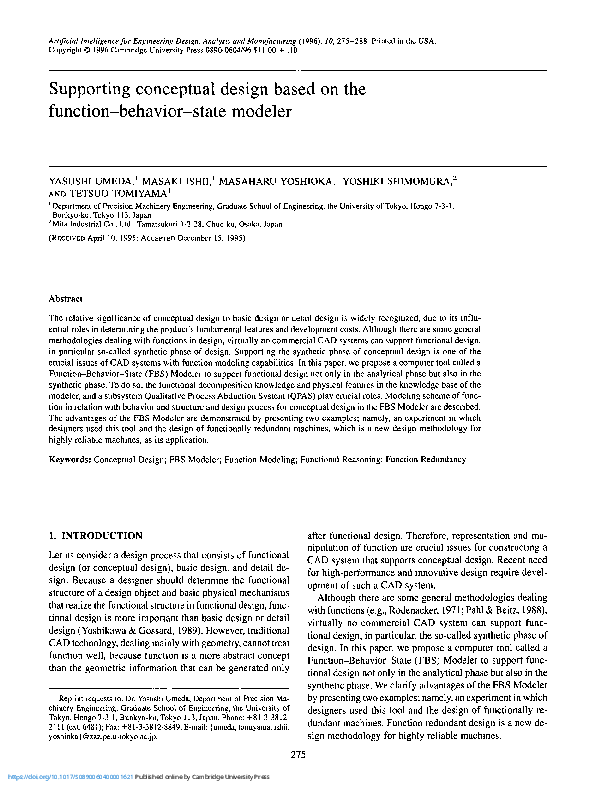 (PDF) Supporting conceptual design based on the function-behavior-state ...