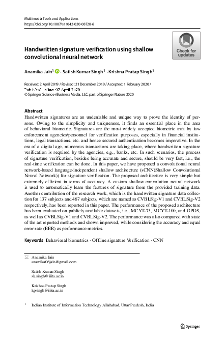 Pdf Handwritten Signature Verification Using Shallow Convolutional