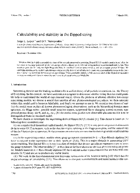 (PDF) Calculability and stability in the flipped string