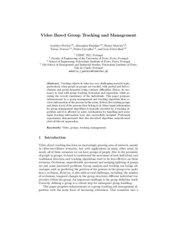 (PDF) Video Based Group Tracking and Management