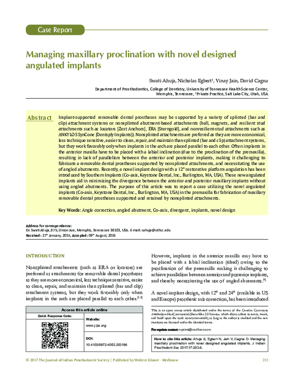 (PDF) Managing maxillary proclination with novel designed angulated ...