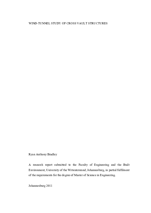 (PDF) Wind-tunnel study of cross vault structures