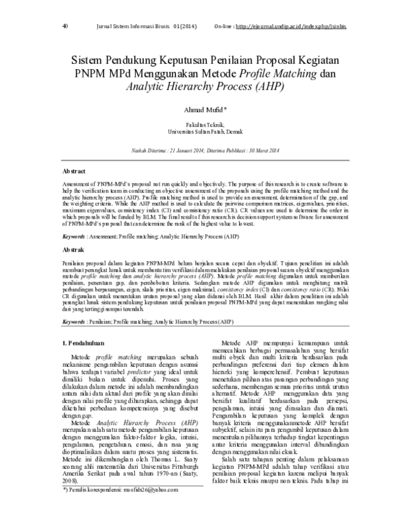 (PDF) Sistem Pendukung Keputusan Penilaian Proposal Kegiatan PNPM MPd ...