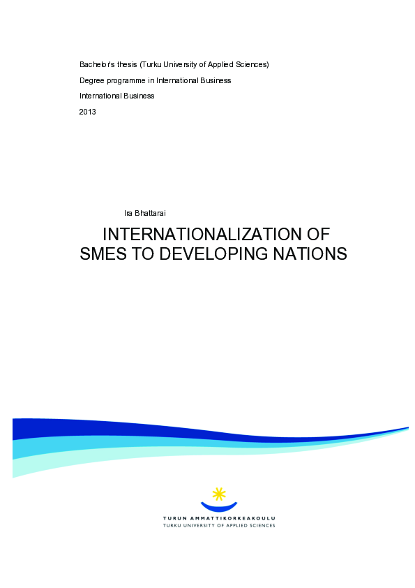 (PDF) Internationalization of SMEs to developing nations
