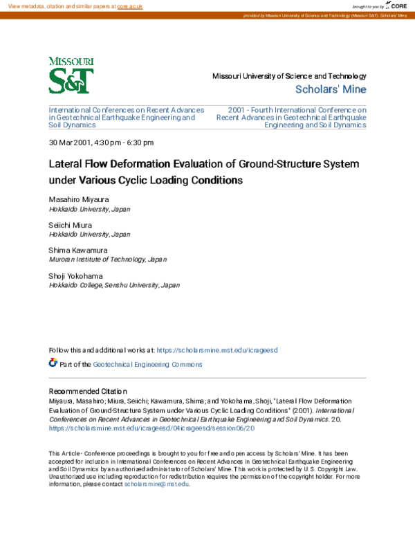 (PDF) Lateral Flow Deformation Evaluation of Ground-Structure System under Various Cyclic ...
