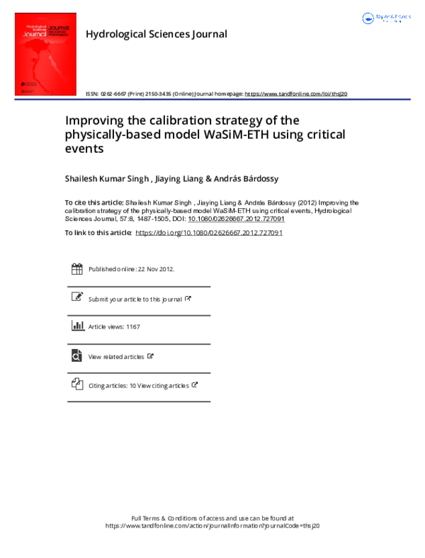 (PDF) Improving the calibration strategy of the physically-based model ...