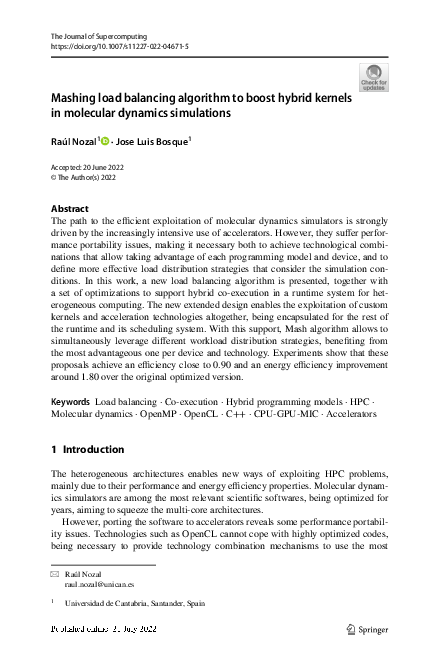 (PDF) Mashing load balancing algorithm to boost hybrid kernels in molecular dynamics simulations