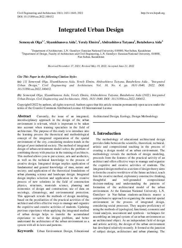 (PDF) Integrated Urban Design