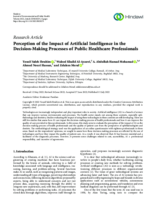 (PDF) Perception of the Impact of Artificial Intelligence in the Decision-Making Processes of ...