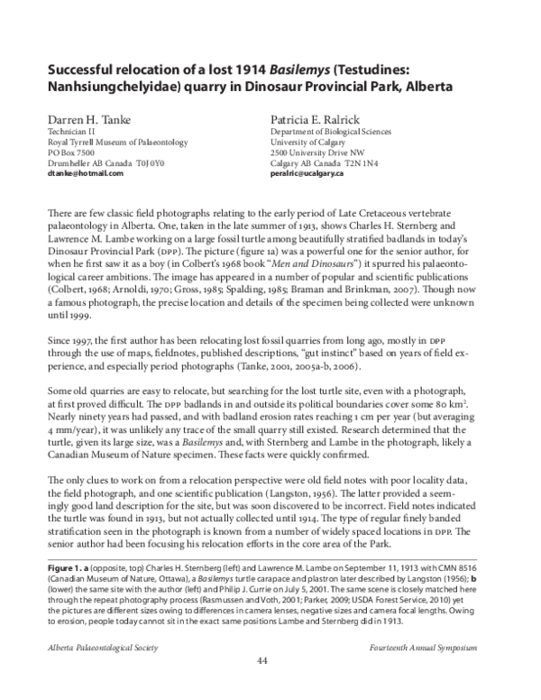 (PDF) Successful relocation of a lost 1914 Basilemys (Testudines ...