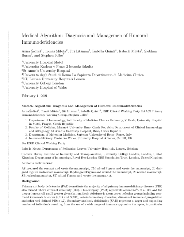 (PDF) Medical Algorithm: Diagnosis and Managemen of Humoral ...