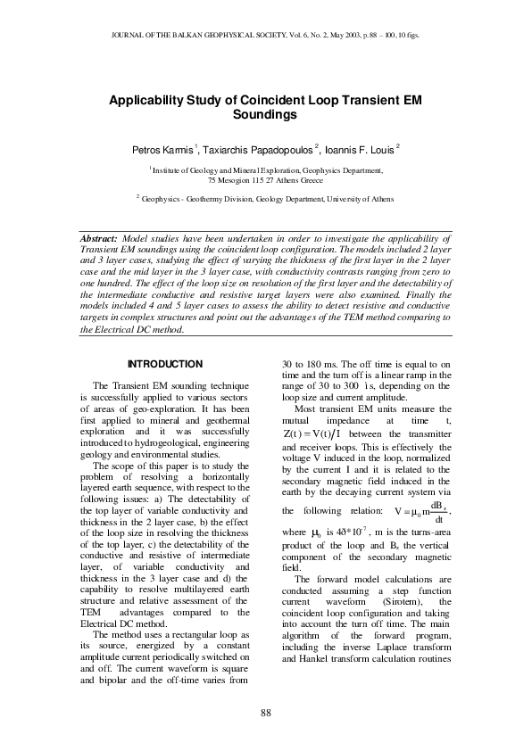 (PDF) Applicability Study of Coincident Loop Transient EM Soundings ...
