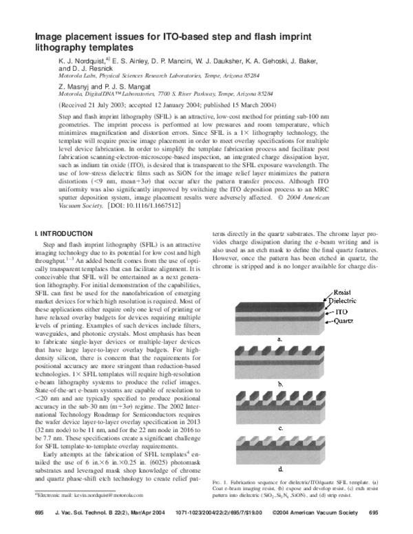 (PDF) Image placement issues for ITO-based step and flash imprint ...