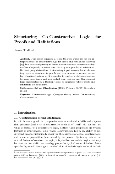 (PDF) Structuring Co-constructive Logic for Proofs and Refutations