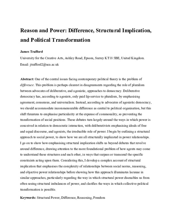 (DOC) Reason and power: Difference, structural implication, and ...
