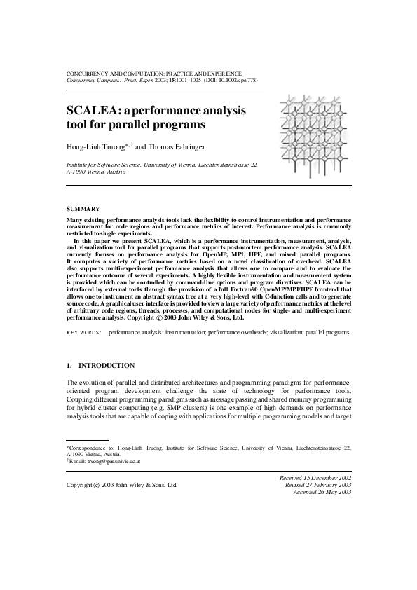 Pdf Scalea A Performance Analysis Tool For Parallel Programs Thomas Fahringer
