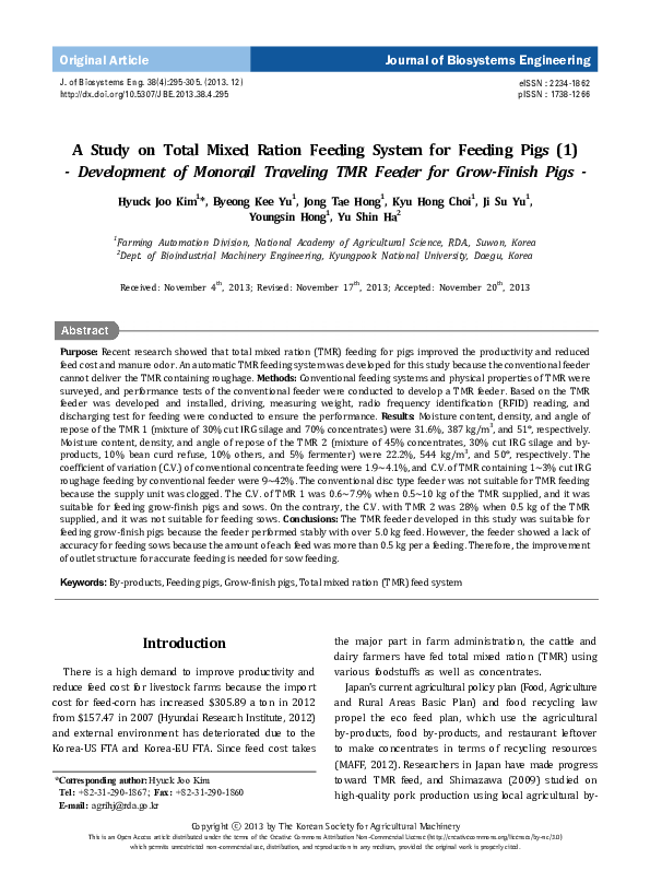 (PDF) A Study on Total Mixed Ration Feeding System for Feeding Pigs (1 ...