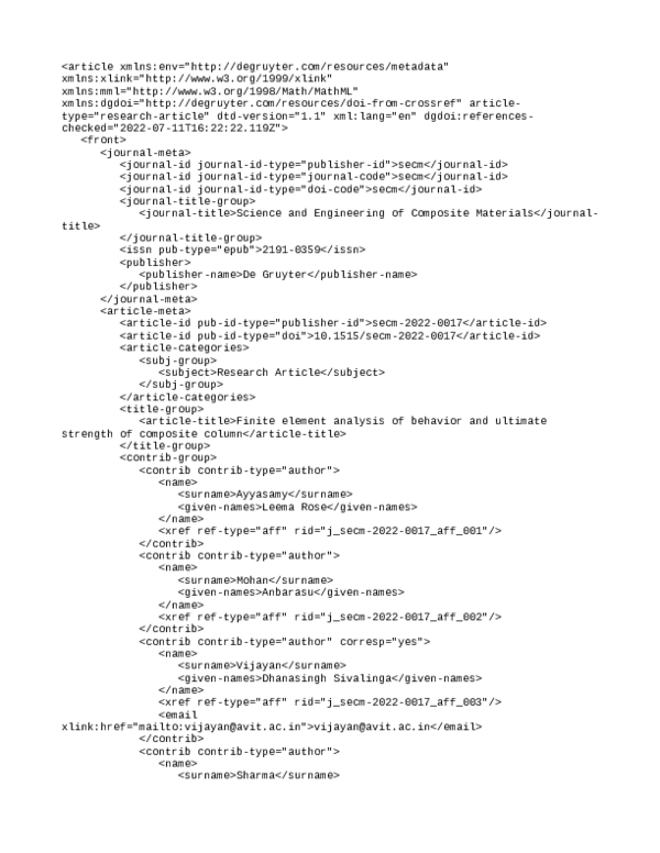 Finite Element Analysis Of Behavior And Ultimate Strength Of Composite