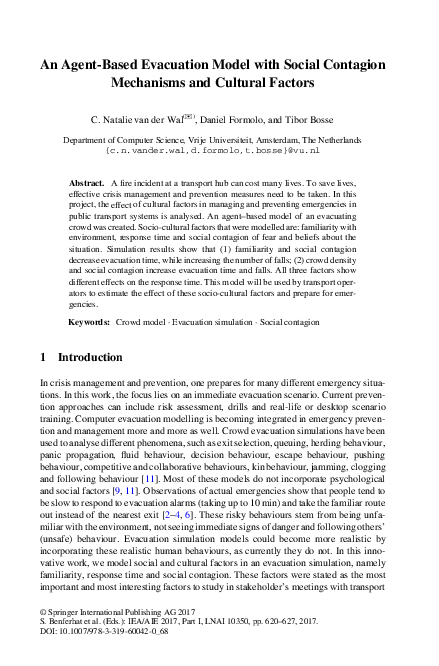 (PDF) An Agent-Based Evacuation Model with Social Contagion Mechanisms ...