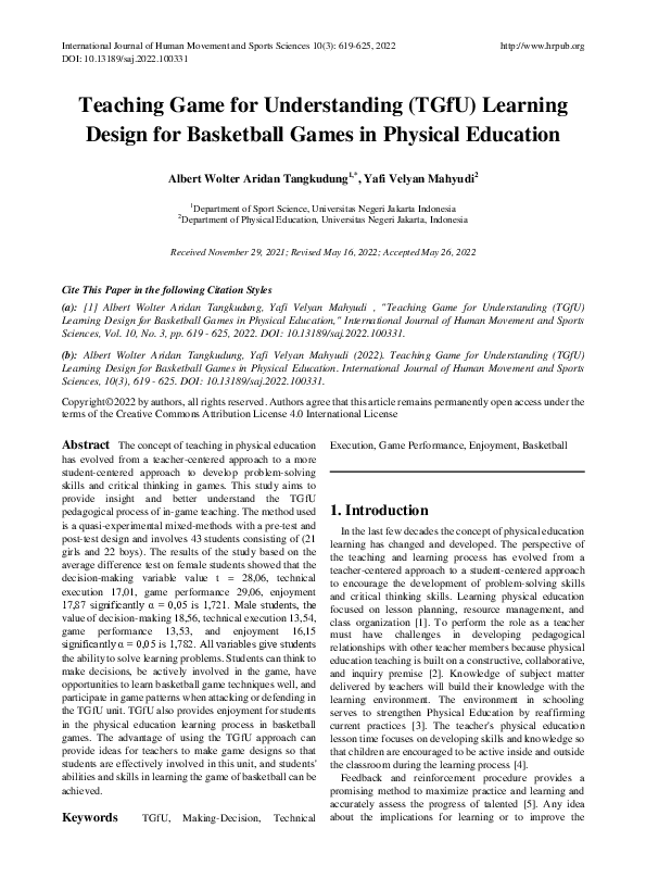 (PDF) Teaching Game for Understanding (TGfU) Learning Design for ...