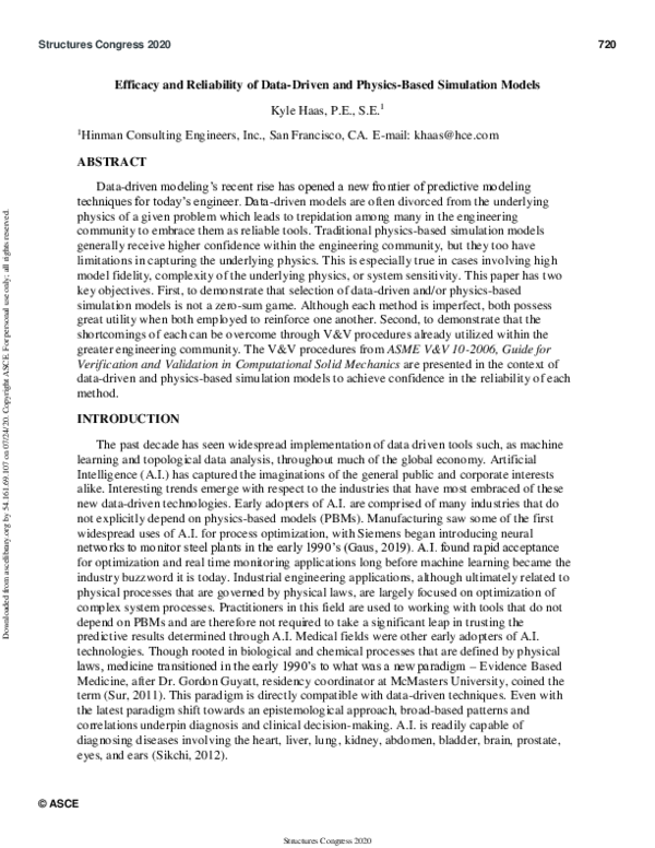 (PDF) Efficacy and Reliability of Data-Driven and Physics-Based Simulation Models