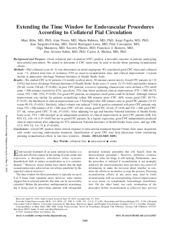 (PDF) Extending the Time Window for Endovascular Procedures According ...