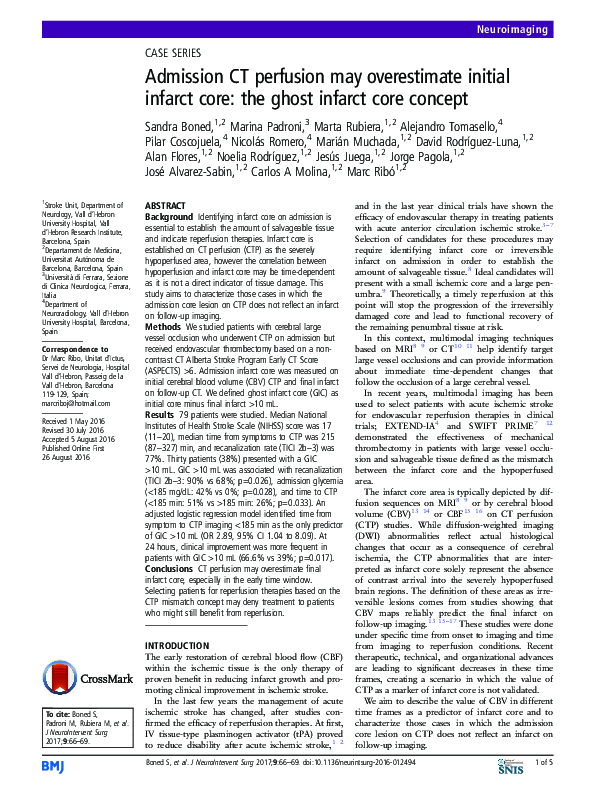 (PDF) Admission CT perfusion may overestimate initial infarct core: the ...