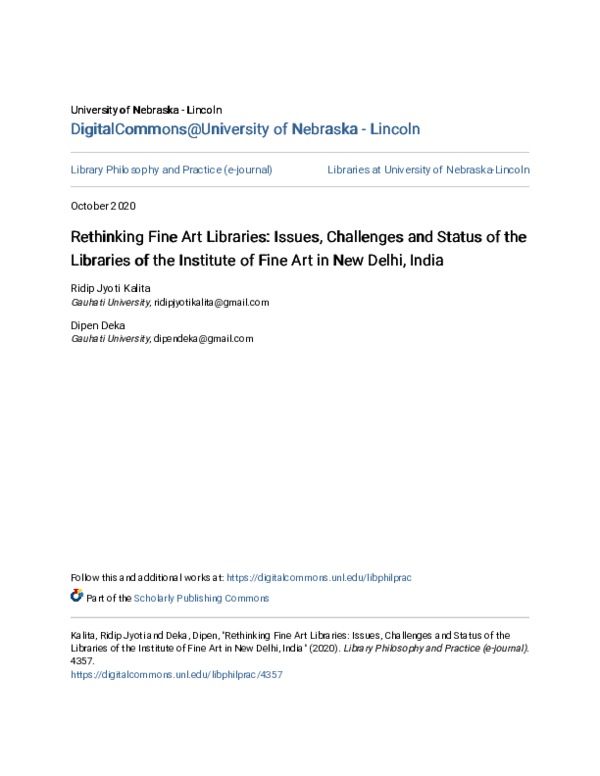 (PDF) Rethinking Fine Art Libraries: Issues, Challenges and Status of ...