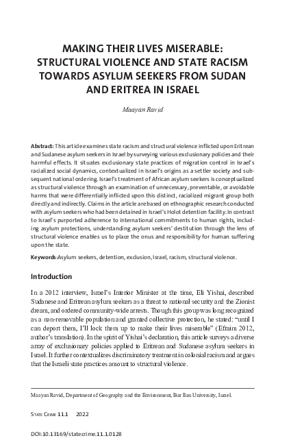 (PDF) Making Their Lives Miserable: Structural Violence and State ...