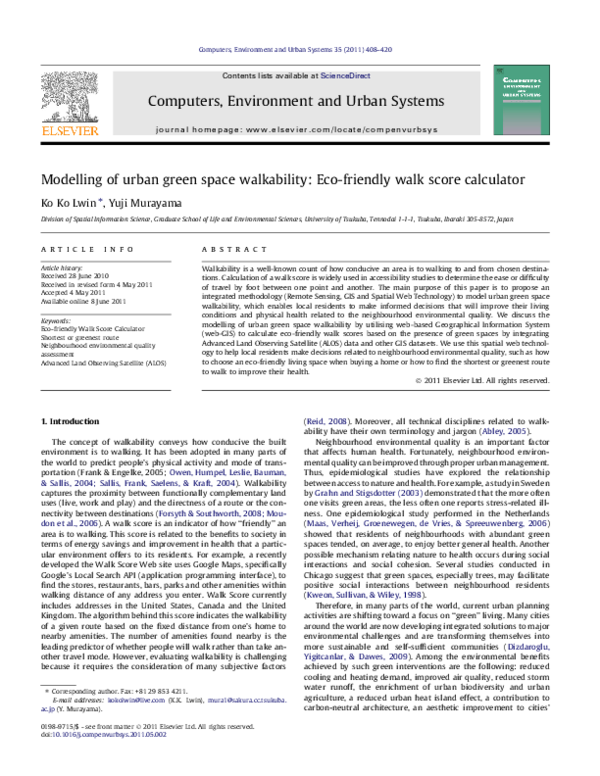 (PDF) Modelling of urban green space walkability: Eco-friendly walk ...