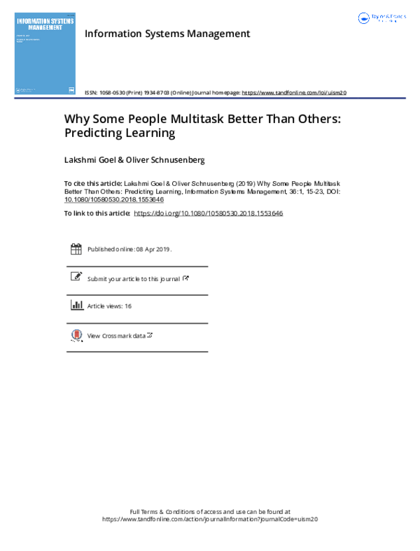(PDF) Why Some People Multitask Better Than Others: Predicting Learning