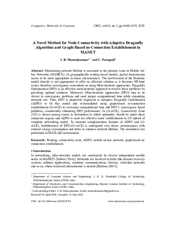 (PDF) A Novel Method for Node Connectivity with Adaptive Dragonfly Algorithm and Graph-Based m ...
