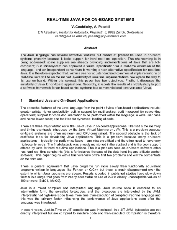 (PDF) Real-time Java for on-board systems
