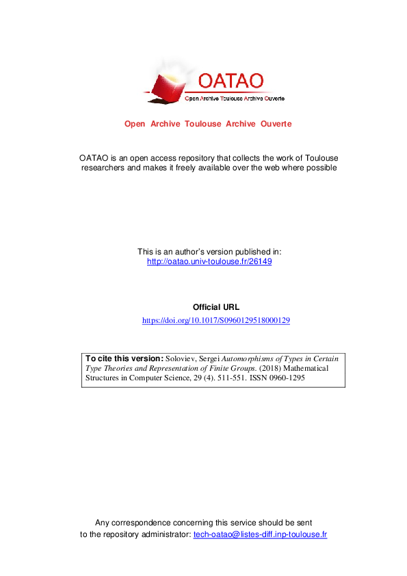 (PDF) Automorphisms of types in certain type theories and ...