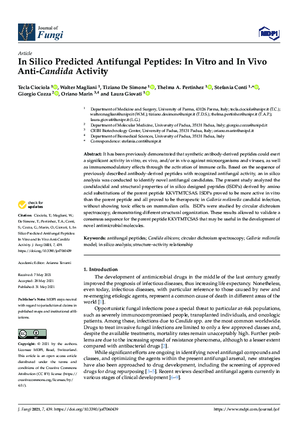 (PDF) In Silico Predicted Antifungal Peptides: In Vitro and In Vivo Anti-Candida Activity ...