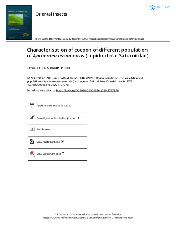 (PDF) Characterisation of cocoon of different population of Antheraea ...