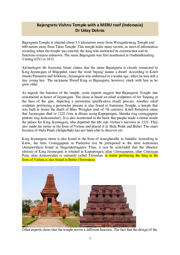 (DOC) Bajangratu Vishnu Temple with a MERU roof