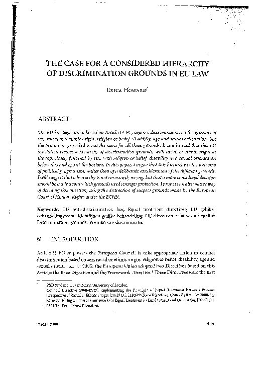 (PDF) The Case for a Considered Hierarchy of Discrimination Grounds in ...