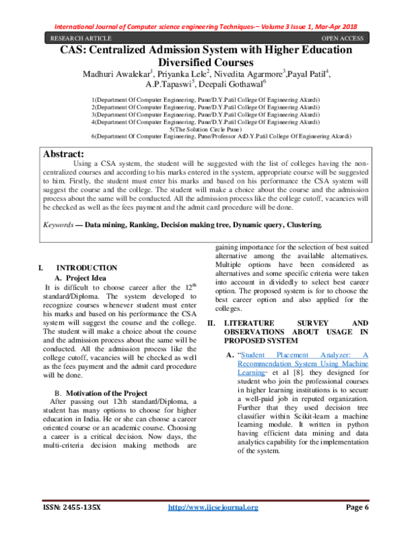 (PDF) CAS: Centralized Admission System with Higher Education ...