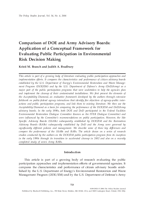 (PDF) Comparison of DOE and Army Advisory Boards: Application of a ...