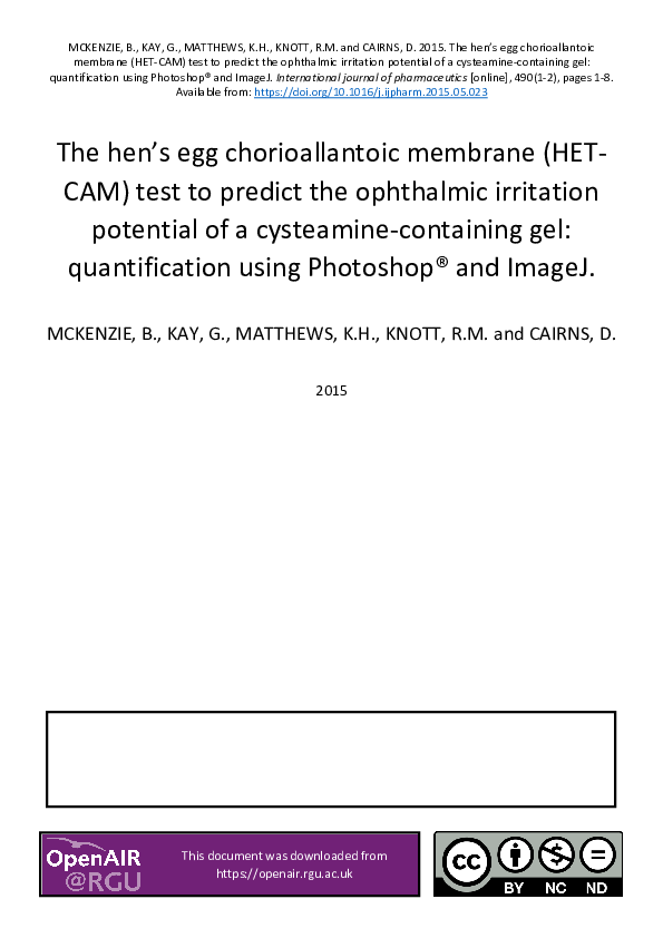 (PDF) The hen’s egg chorioallantoic membrane (HET-CAM) test to predict ...