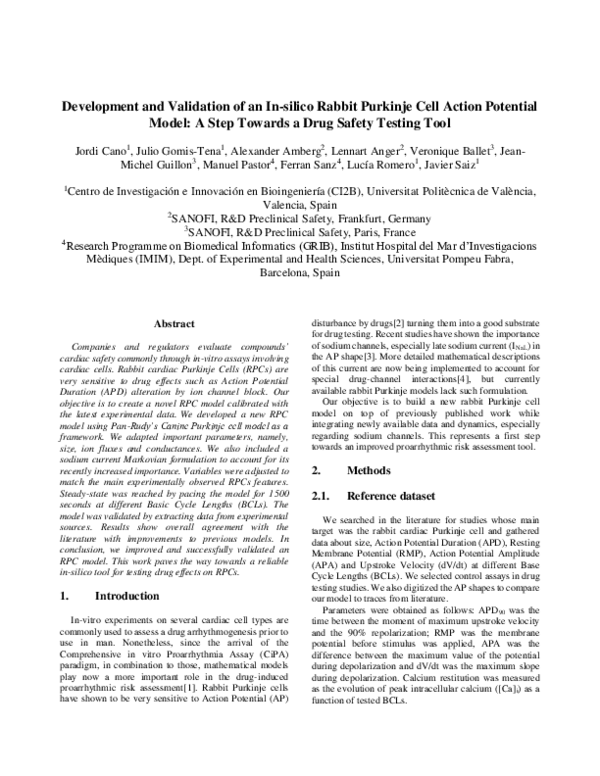 (PDF) Development and Validation of an In Silico Rabbit Purkinje Cell Action Potential Model: A ...